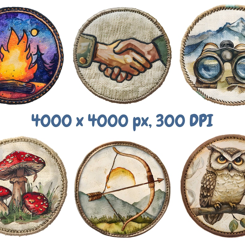 Watercolor Scout Patches Clipart Bundle, Scouts Badge Clipart, Scouting ...