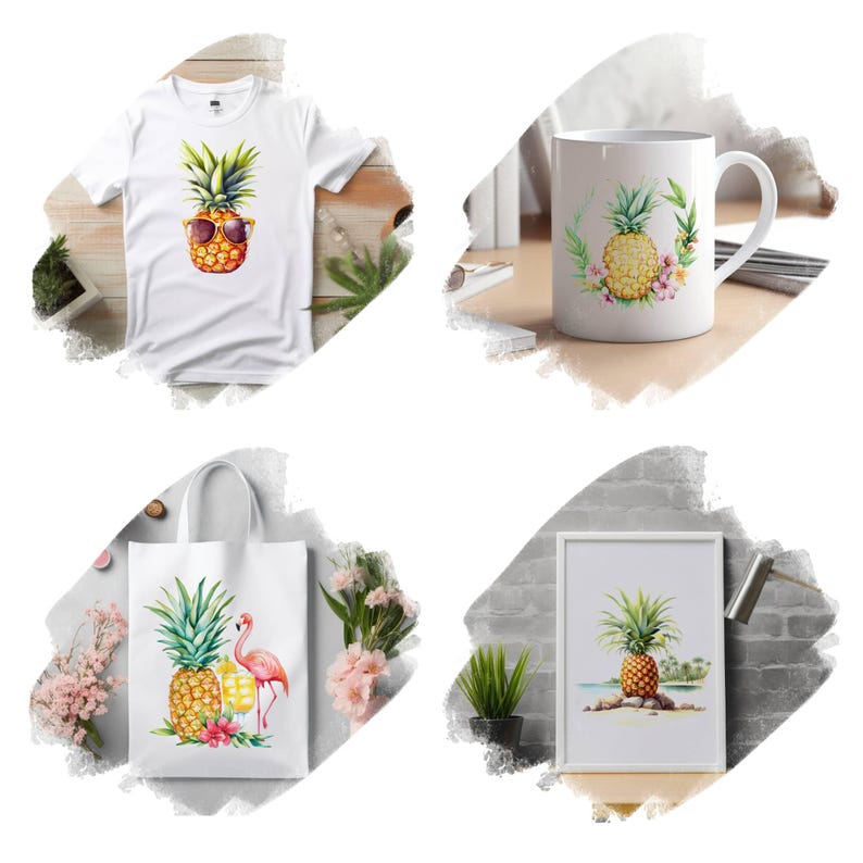 Watercolor Pineapple Clipart Bundle, Tropical Fruit Clipart, Pineapple ...