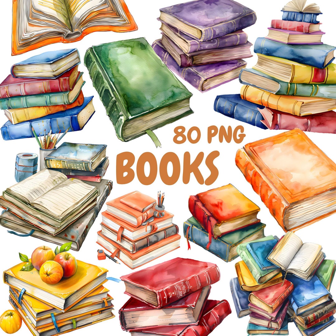 Watercolor Books Clipart Bundle, Reading Book Clipart, Education ...