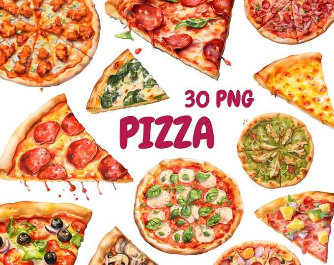 Pizza Clipart, Pizza Png| Watercolor Pizza PNG | Food Clipart ...