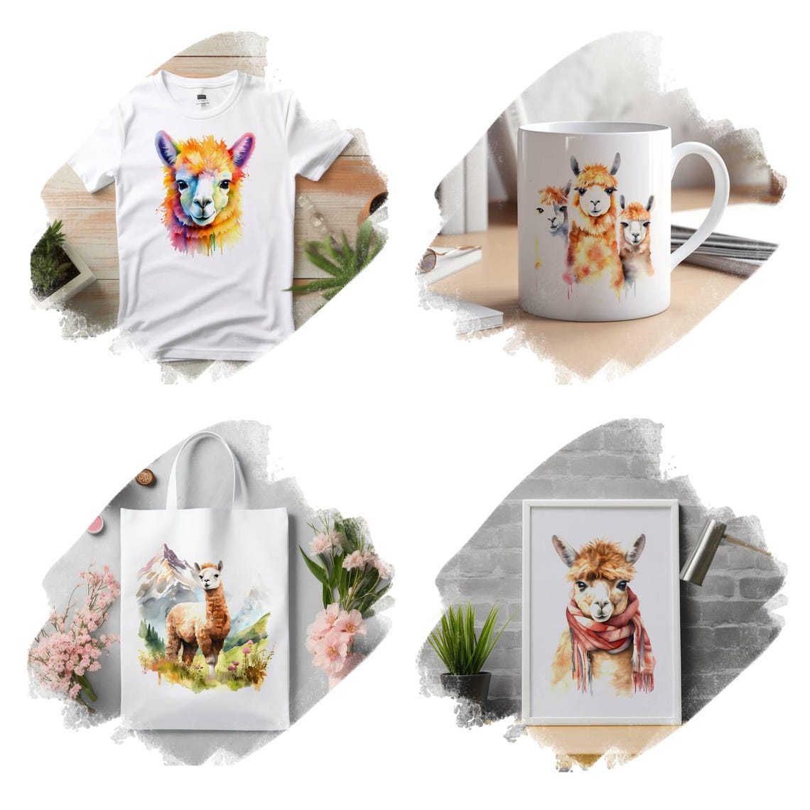 Watercolor Alpaca Clipart Bundle, Cute Llama Clipart, Alpaca ...