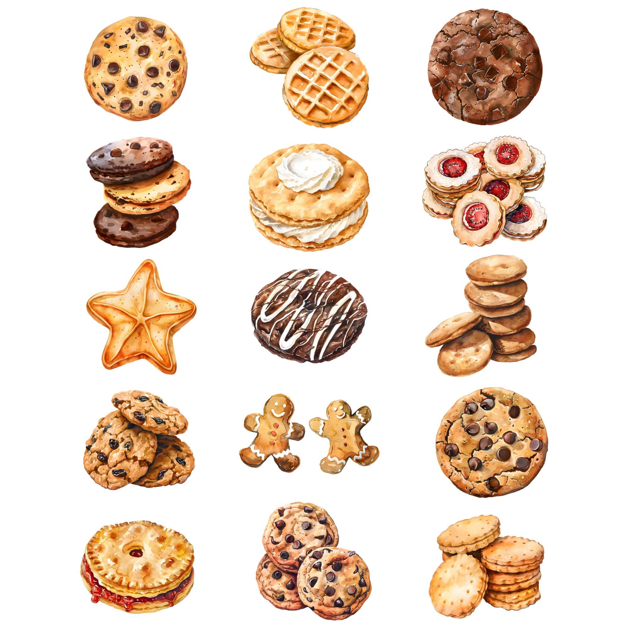 Watercolor Cookies Clipart Bundle, Sweet Treats Clipart, Biscuit ...