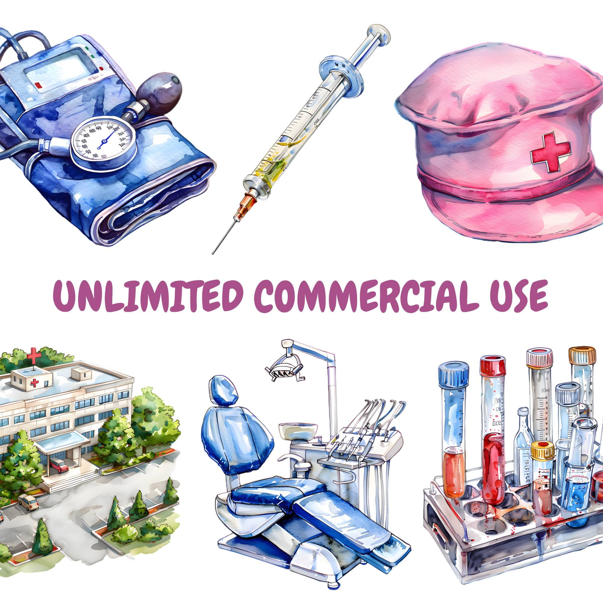 Watercolor Medical Clipart Bundle, Hospital Medicine Clipart ...