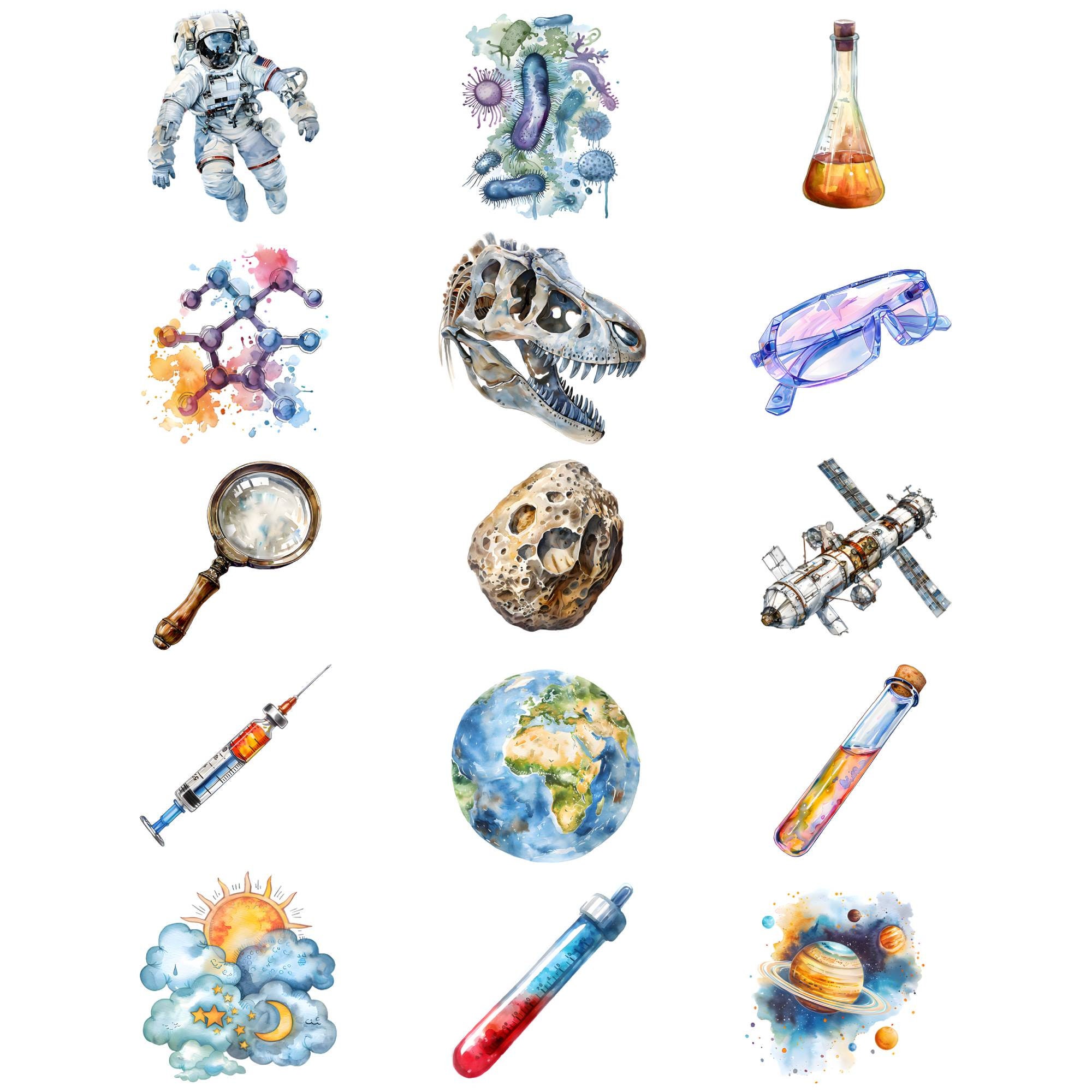 Watercolor Science Clipart Bundle, Chemistry Lab Clipart, Laboratory ...