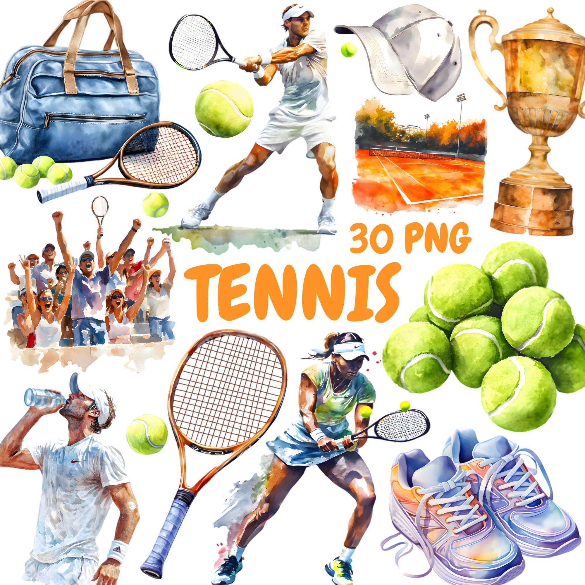 Watercolor Tennis Clipart Bundle, Tennis Racket Clipart, Tennis ...