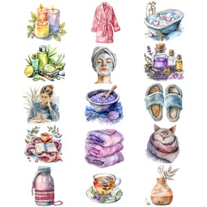 Watercolor Self Care Clipart Bundle, Mental Health Clipart, Affirmation ...