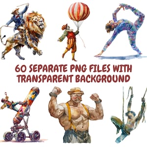 Watercolor Circus Clipart Bundle, Carnival Show Clipart, Circus ...