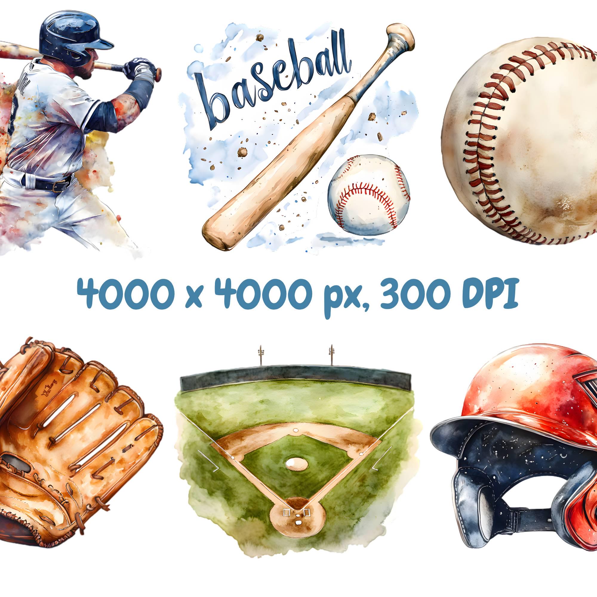Watercolor Baseball Clipart Bundle, Baseball Player Clipart, Baseball ...