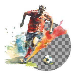 Watercolor Football Clipart Bundle, Soccer Match Clipart, Football ...