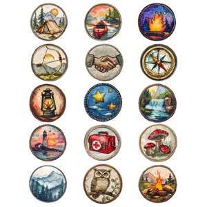 Watercolor Scout Patches Clipart Bundle, Scouts Badge Clipart, Scouting ...