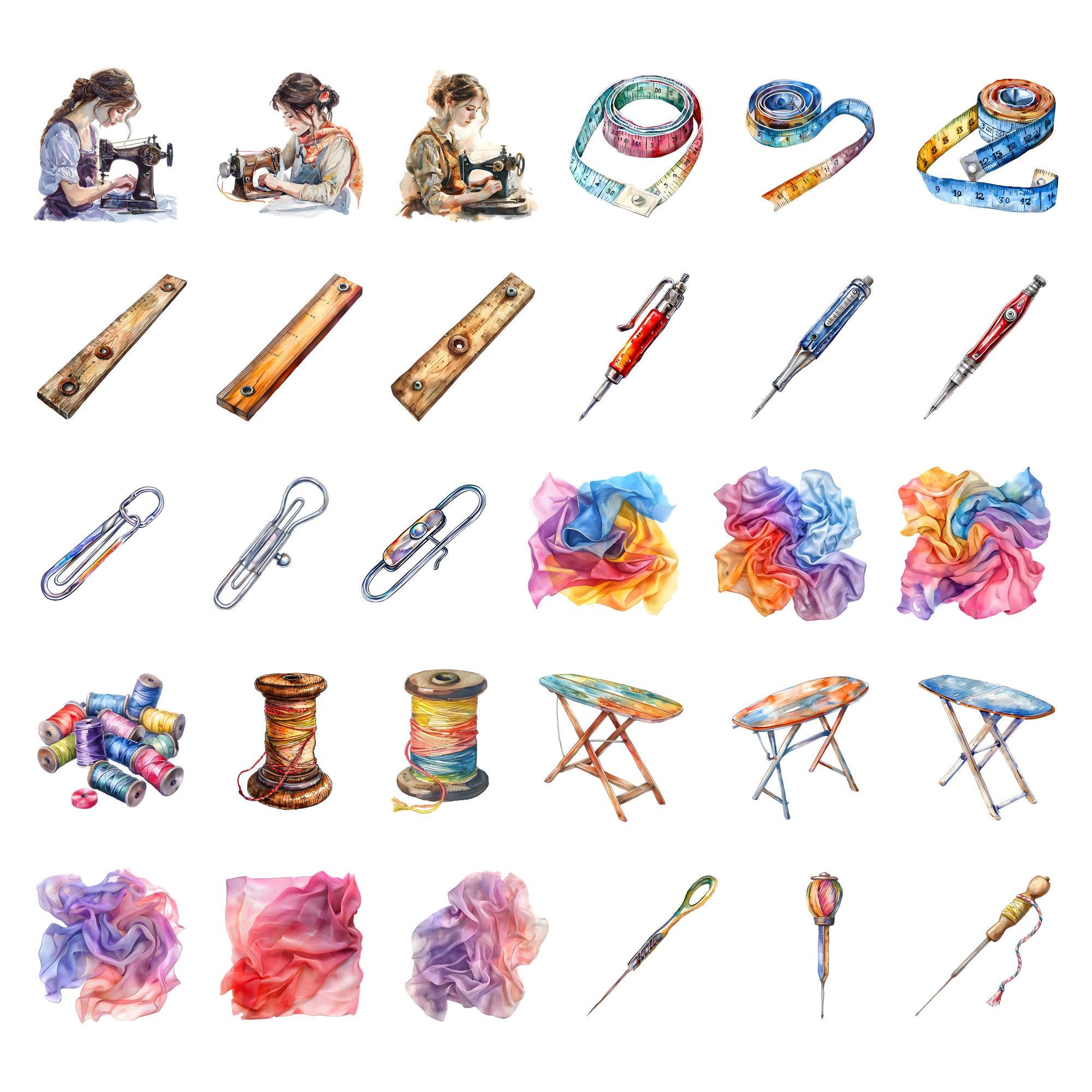 Watercolor Sewing Clipart Bundle, Sewing Machine Clipart, Quilting ...