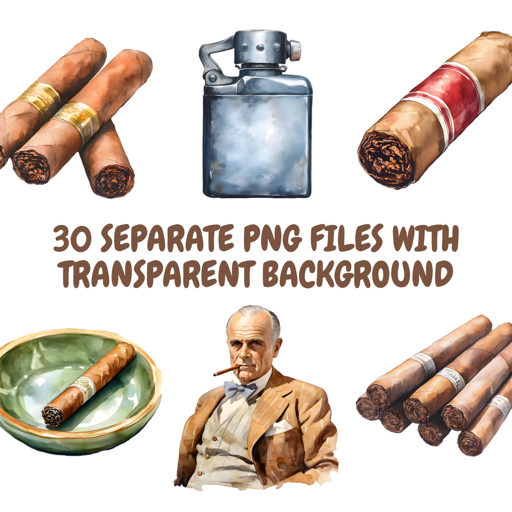 Watercolor Cigar Clipart Bundle, Cigar Box Clipart, Gentleman ...