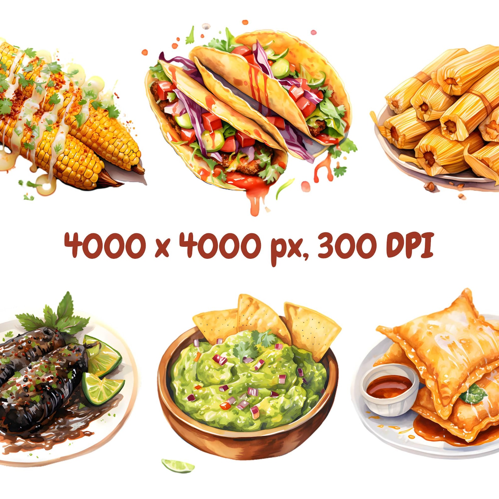 Watercolor Mexican Food Clipart Bundle, Mexican Dishes Clipart, Taco ...