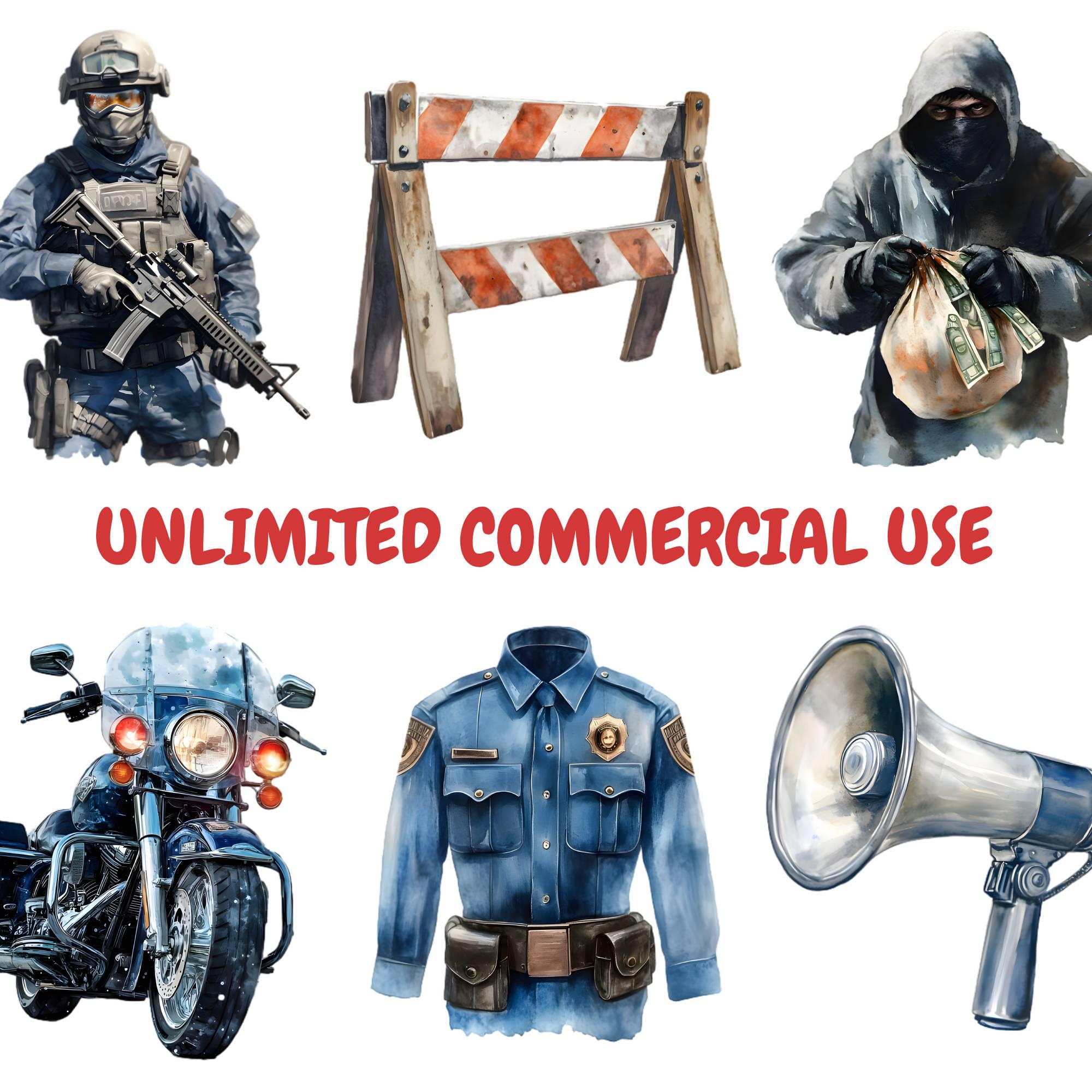 Watercolor Police Clipart Bundle, Law Enforcement Clipart, Security ...