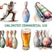 Watercolor Bowling Clipart Bundle, Fun Sports Clipart, Bowling ...
