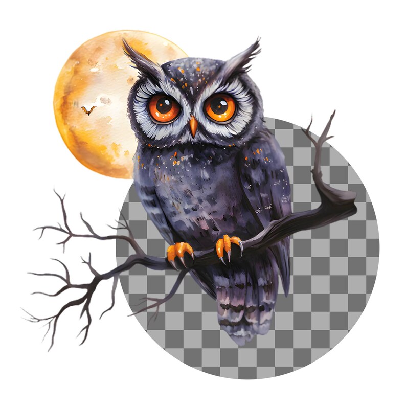 Watercolor Spooky Owls Clipart Bundle, Halloween Owl Clipart, Magic Owl ...