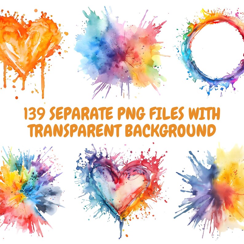 Watercolor Color Splash Clipart Bundle, Paint Splatter Clipart ...
