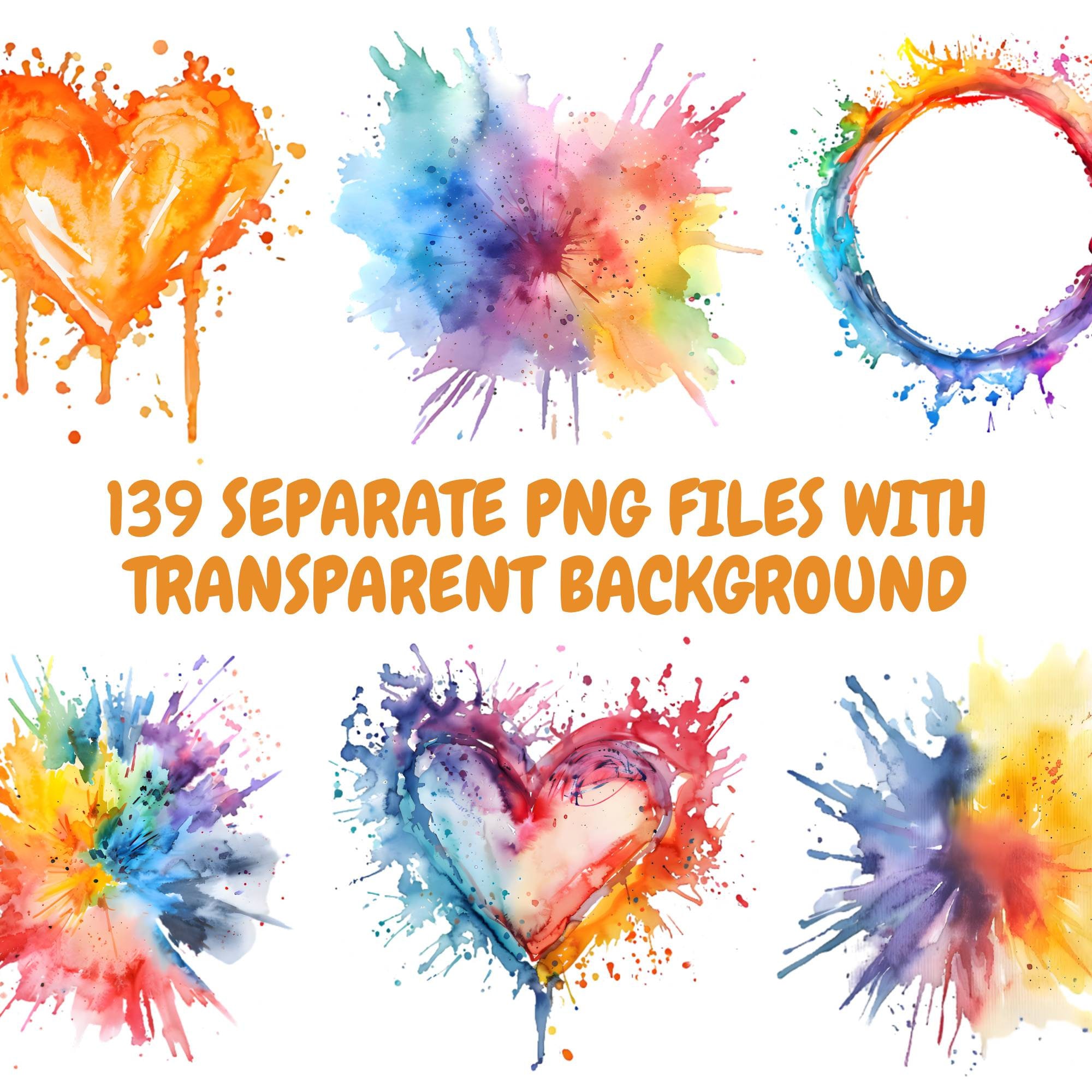 Watercolor Color Splash Clipart Bundle, Paint Splatter Clipart ...
