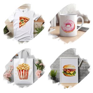 Watercolor Fast Food Clipart Bundle, Junk Food Clipart, Pizza ...