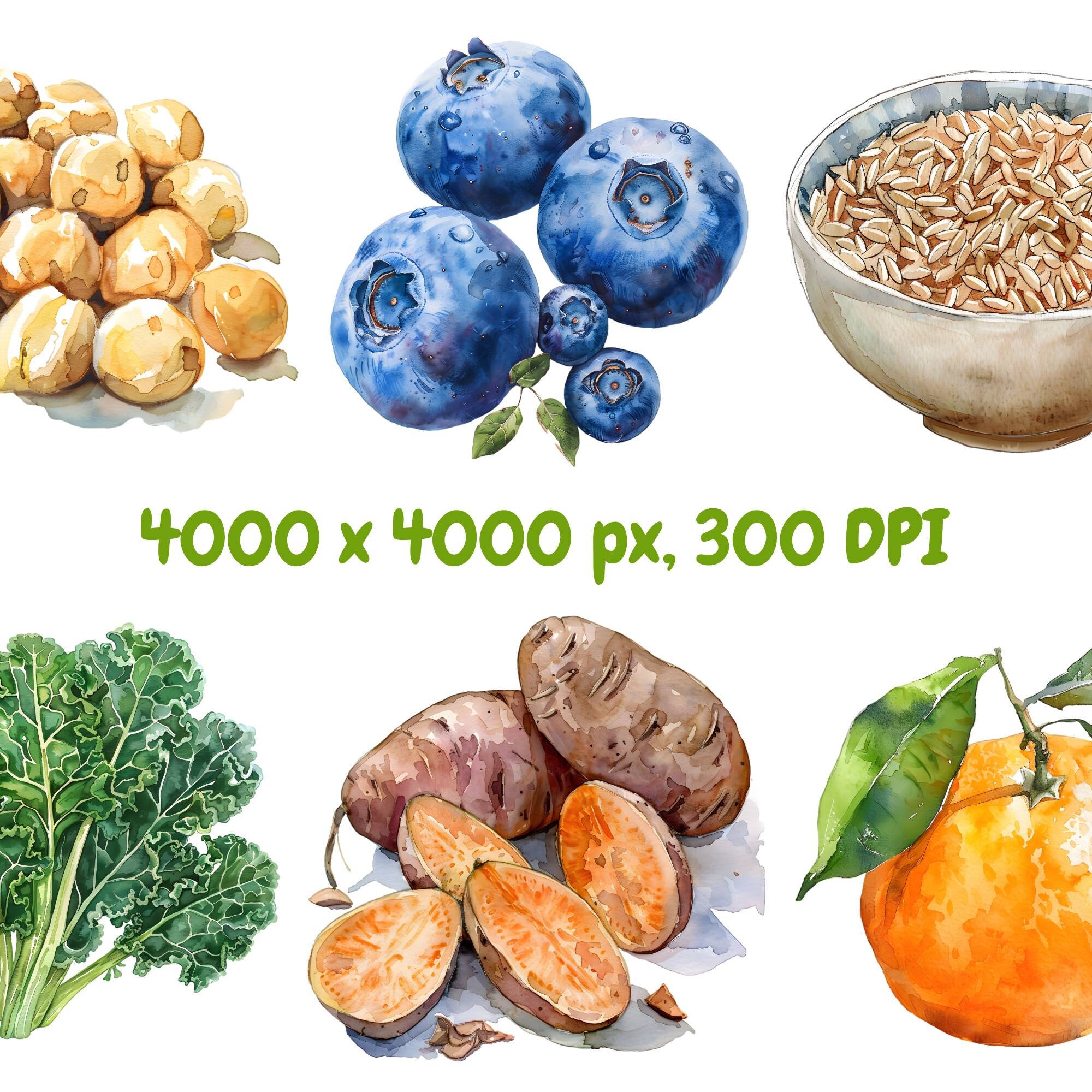 Watercolor Healthy Food Clipart Bundle, Healthy Vegetable Clipart, Food ...