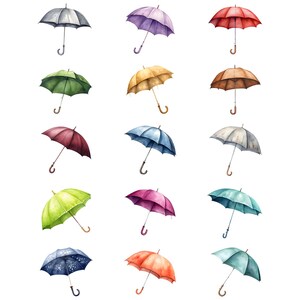 Watercolor Umbrellas Clipart Bundle, Colorful Umbrella Clipart, Rain ...