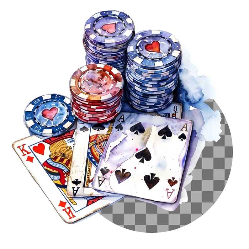 Watercolor Poker Chips Clipart Bundle, Casino Chips Clipart, Gambling ...