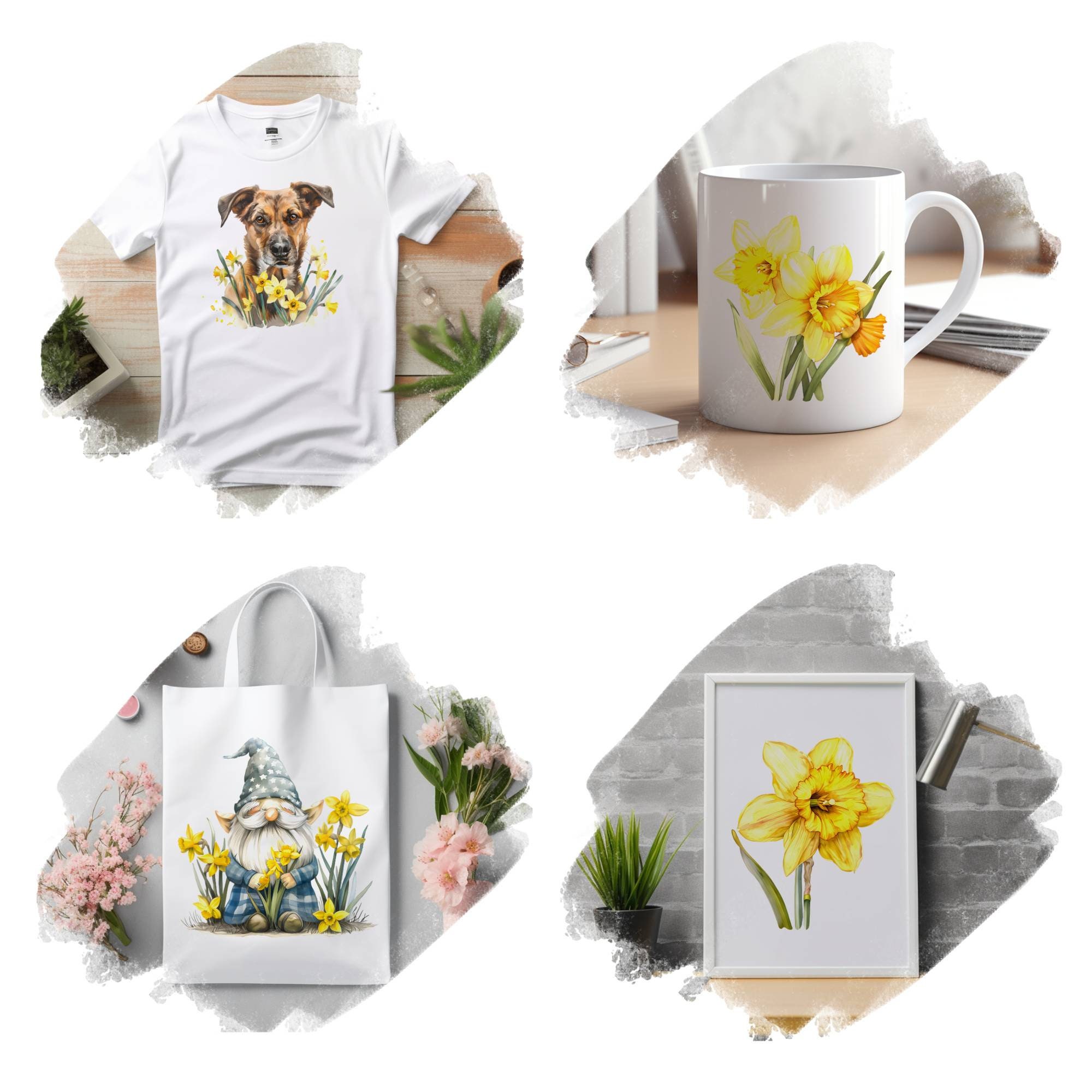 Watercolor Daffodils Clipart Bundle, Yellow Flower Clipart, Daffodil ...