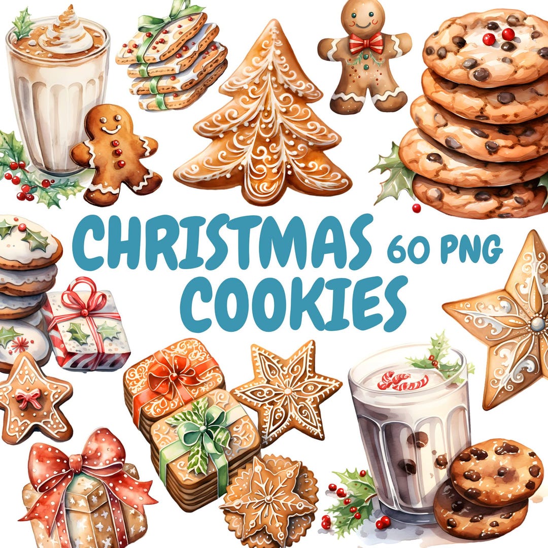 Watercolor Christmas Cookies Clipart Bundle, Xmas Cookies Clipart ...