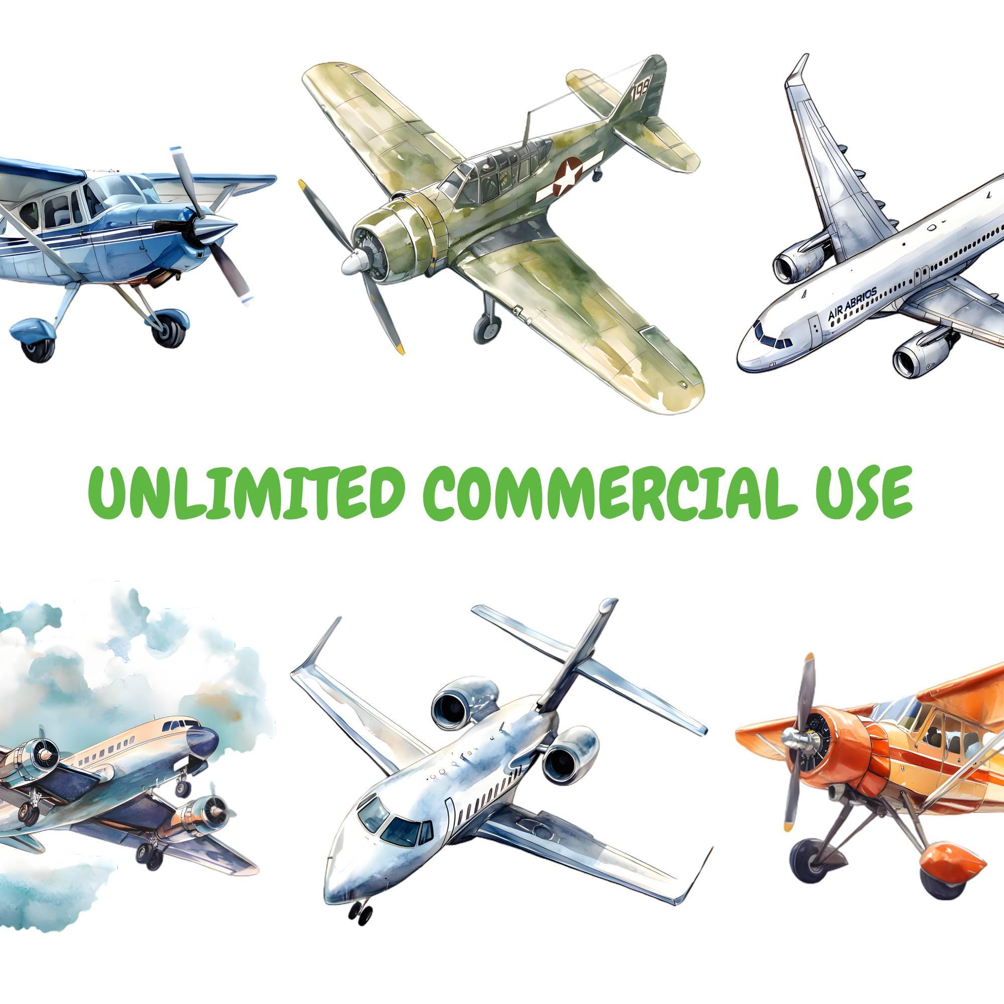 Watercolor Airplanes Clipart Bundle, Cargo Plane Clipart, Aircraft ...