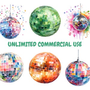 Watercolor Disco Balls Clipart Bundle, Party Lights Clipart, Dance ...