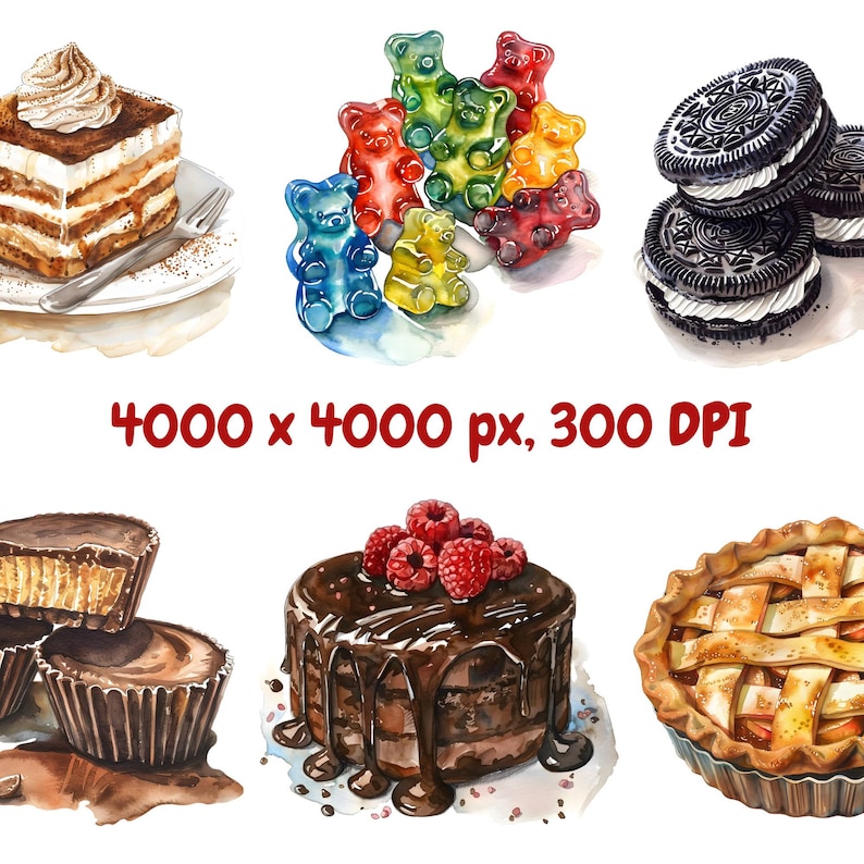 Watercolor Sweet Treats Clipart Bundle, Sweet Food Clipart, Lollipop ...