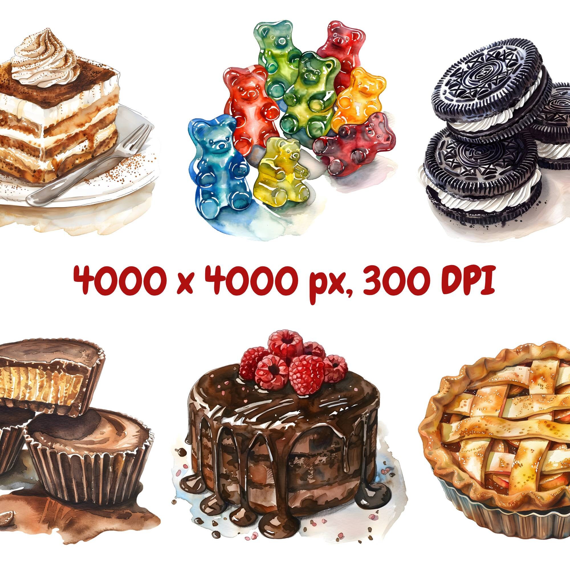 Watercolor Sweet Treats Clipart Bundle, Sweet Food Clipart, Lollipop ...