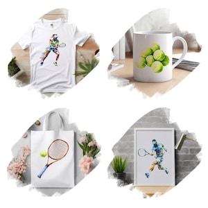 Watercolor Tennis Clipart Bundle, Tennis Racket Clipart, Tennis ...