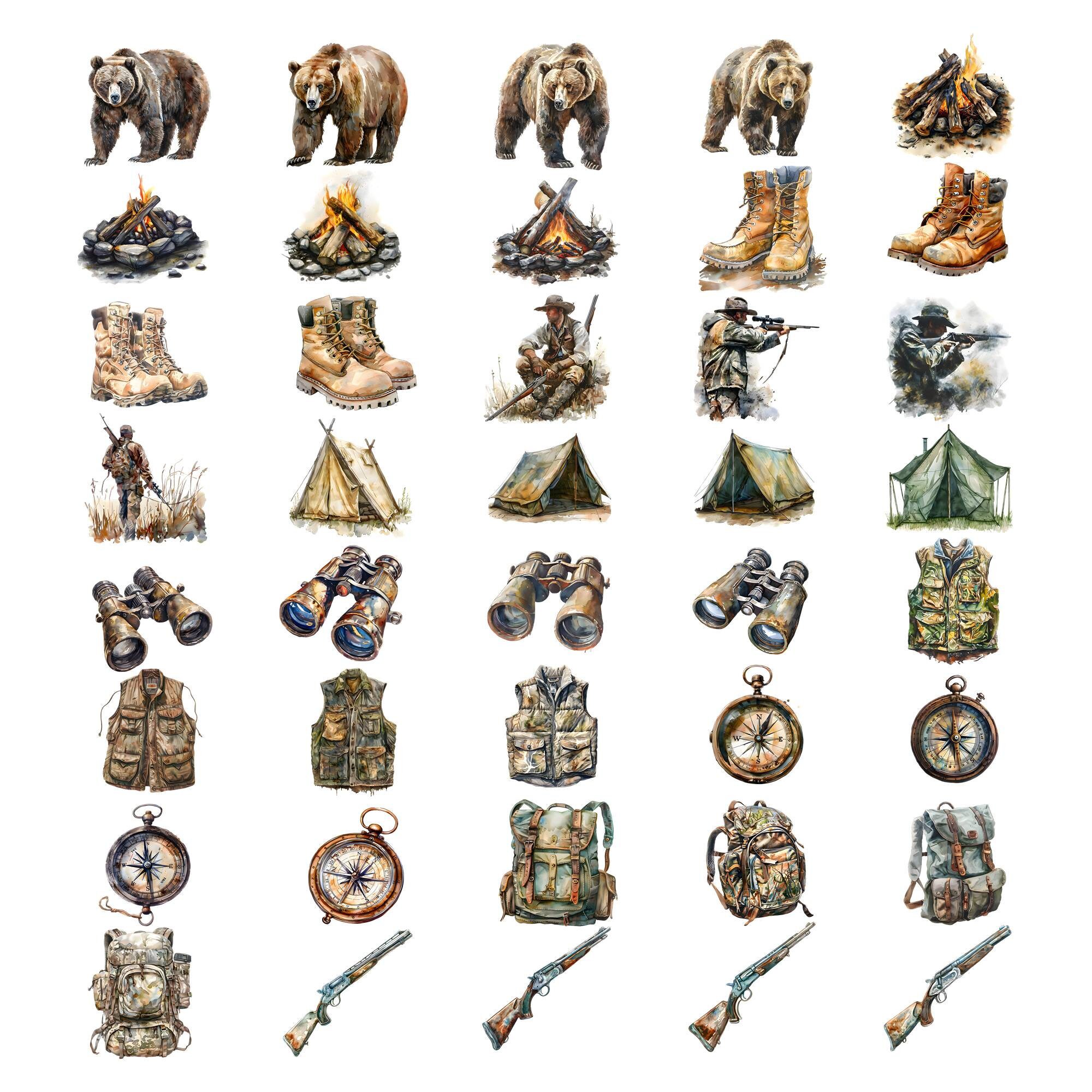 Watercolor Hunting Clipart Bundle, Duck Hunting Clipart, Hunting ...