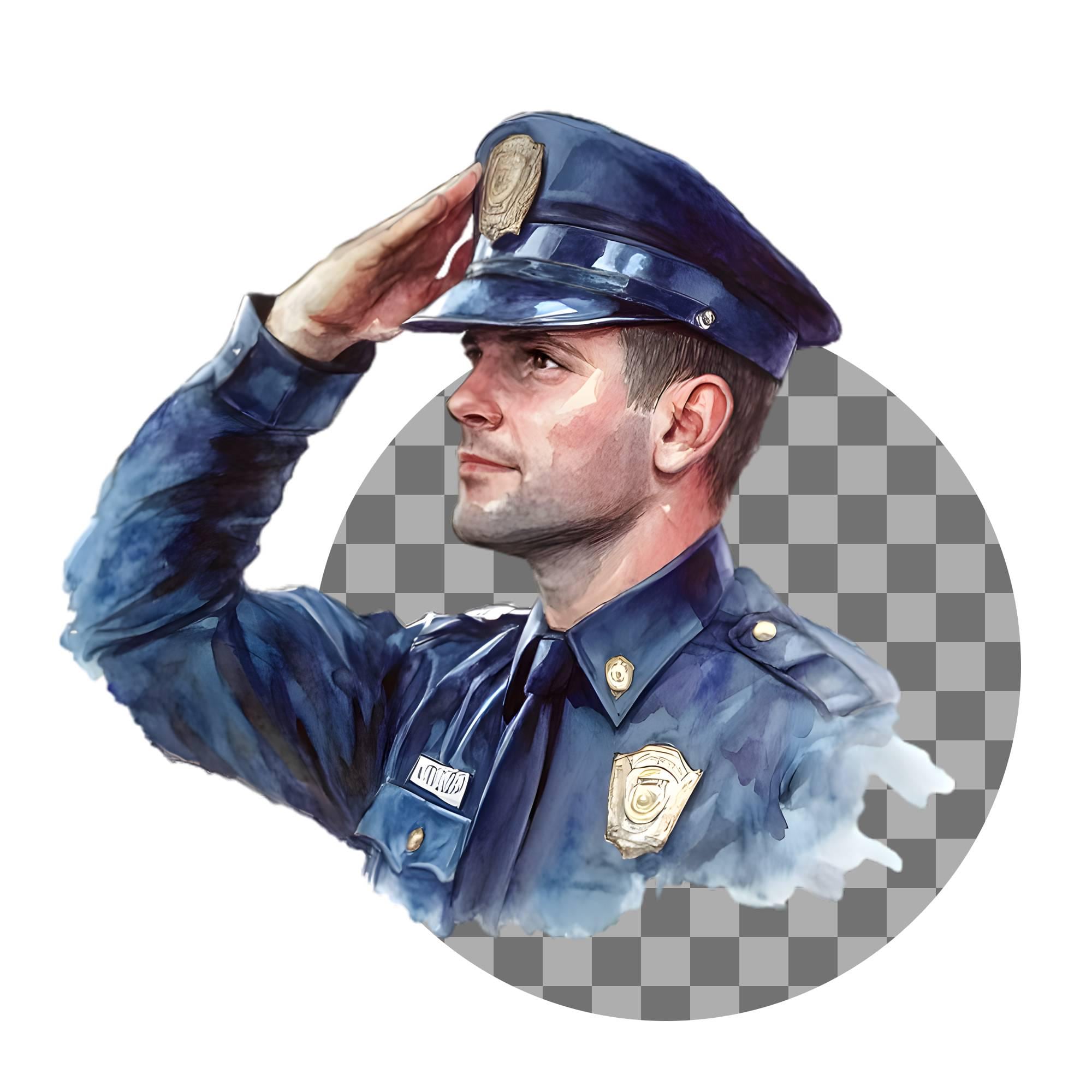 Watercolor Police Clipart Bundle, Law Enforcement Clipart, Security ...