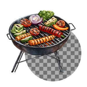 Watercolor Barbecue Clipart Bundle, Grill Party Clipart, Backyard ...