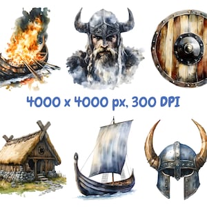 Watercolor Vikings Clipart Bundle, Nordic Viking Clipart, Knight ...