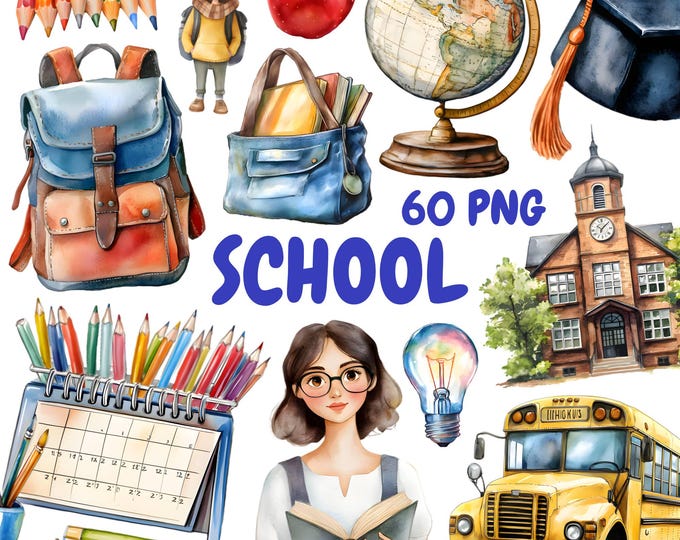 School Faces Clipart Set - Hand Drawn Digital Clipart - School Days ...