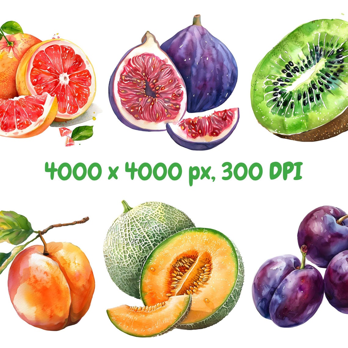 Watercolor Tropical Fruits Clipart Bundle, Healthy Food Clipart, Fruit ...