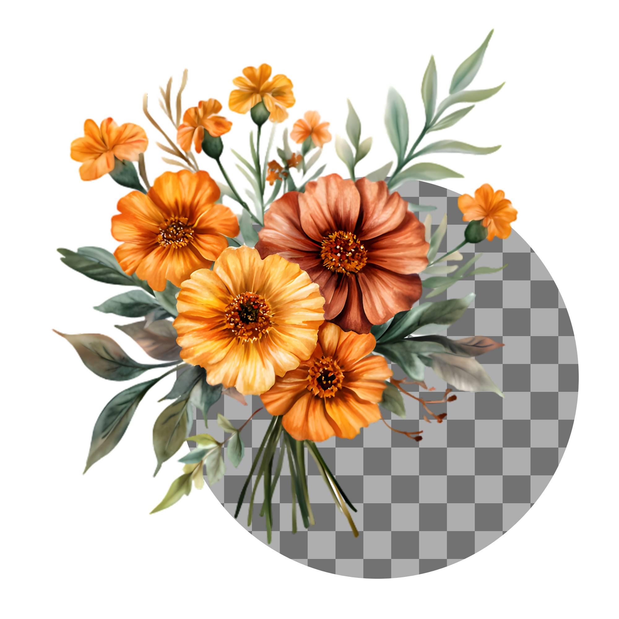 Watercolor Boho Flowers Clipart Bundle, Bohemian Flowers Clipart ...