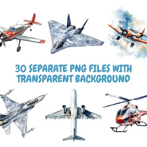 Watercolor Airplanes Clipart Bundle, Cargo Plane Clipart, Aircraft ...
