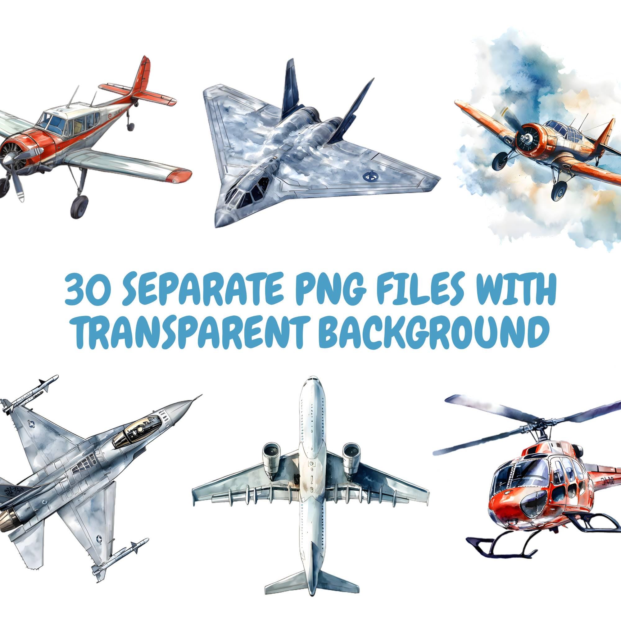Watercolor Airplanes Clipart Bundle, Cargo Plane Clipart, Aircraft ...