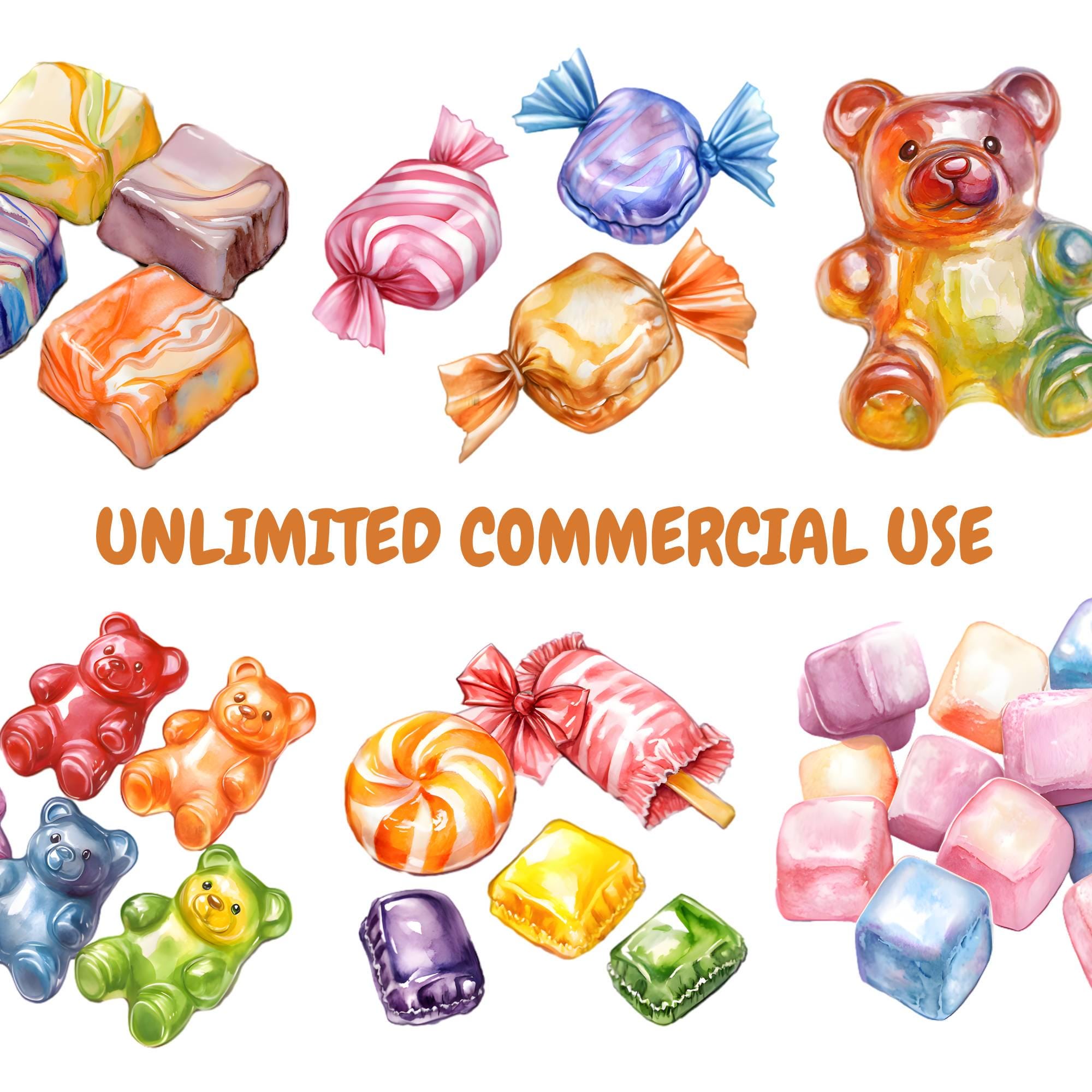 Watercolor Candy Clipart Bundle, Sweet Treats Clipart, Lollipop ...
