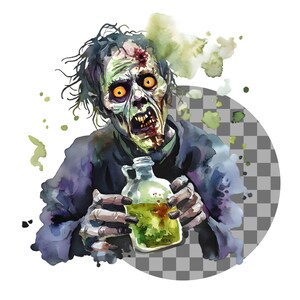 Watercolor Zombie Clipart Bundle, Halloween Zombie Clipart, Zombie ...