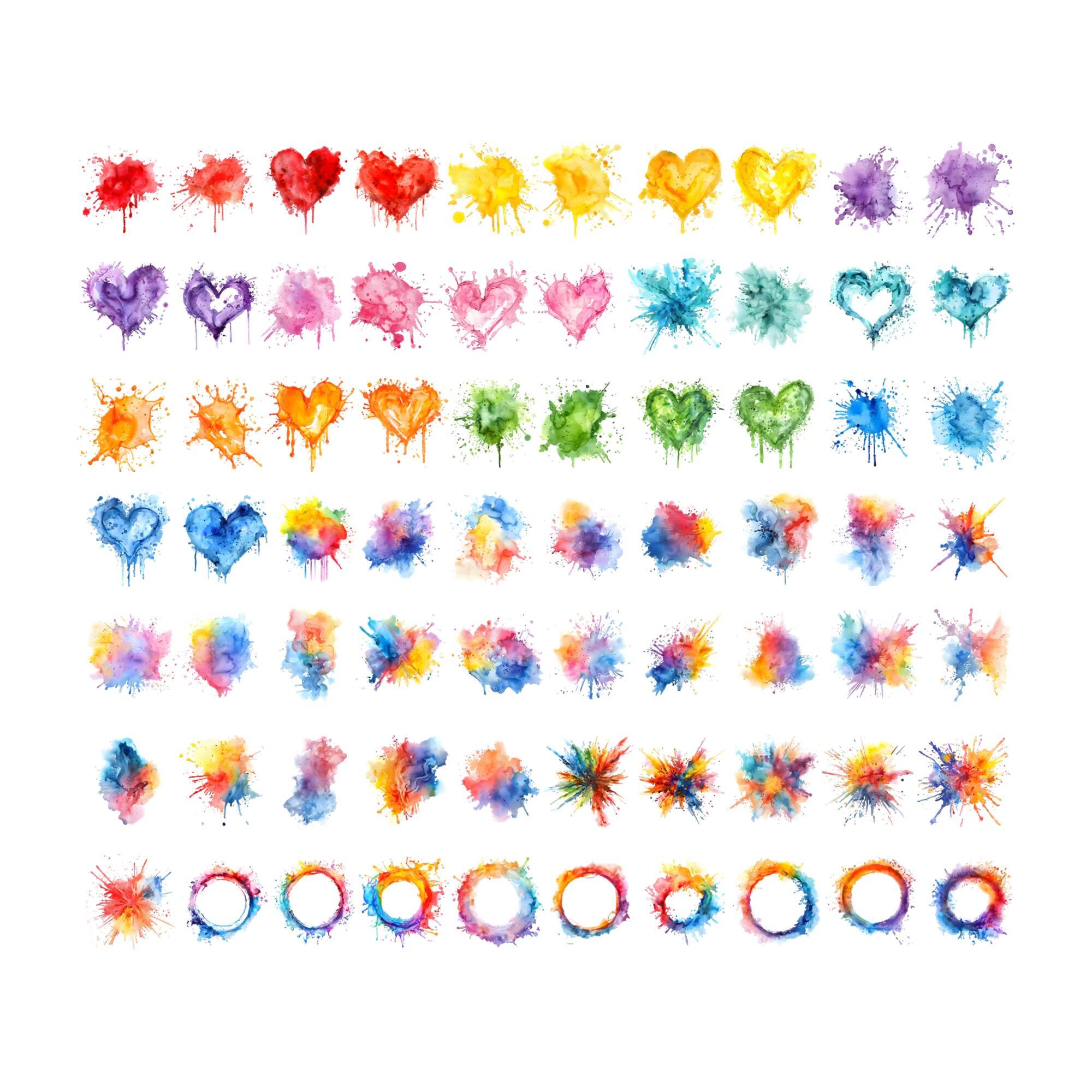Watercolor Color Splash Clipart Bundle, Paint Splatter Clipart ...