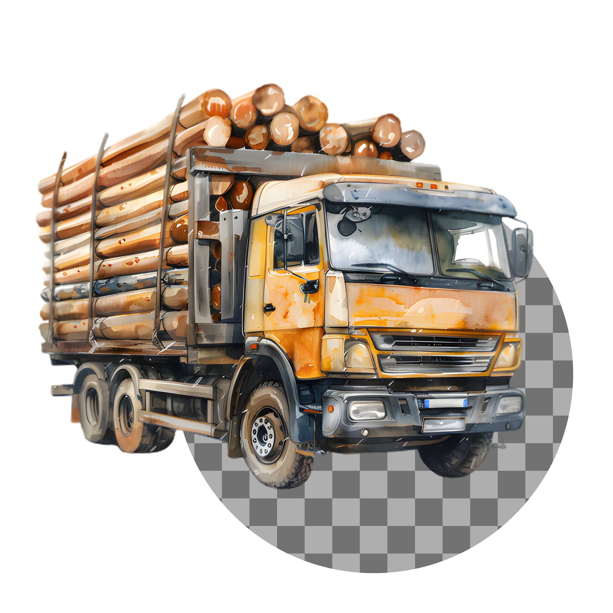 Watercolor Trucks Clipart Bundle, Pickup Truck Clipart, Transportation ...