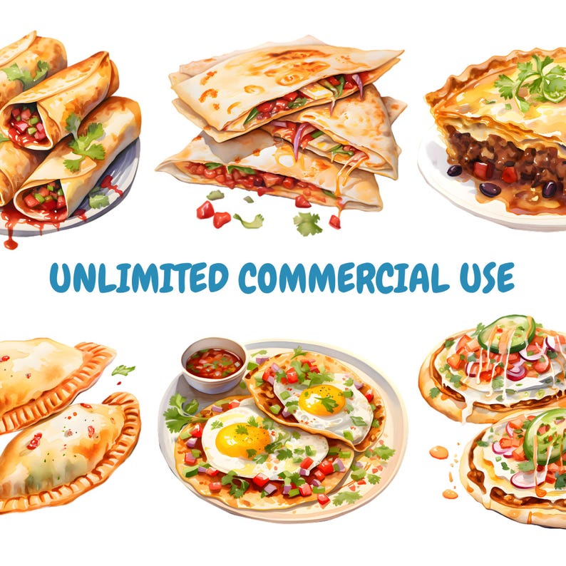 Watercolor Mexican Food Clipart Bundle, Mexican Dishes Clipart, Taco ...