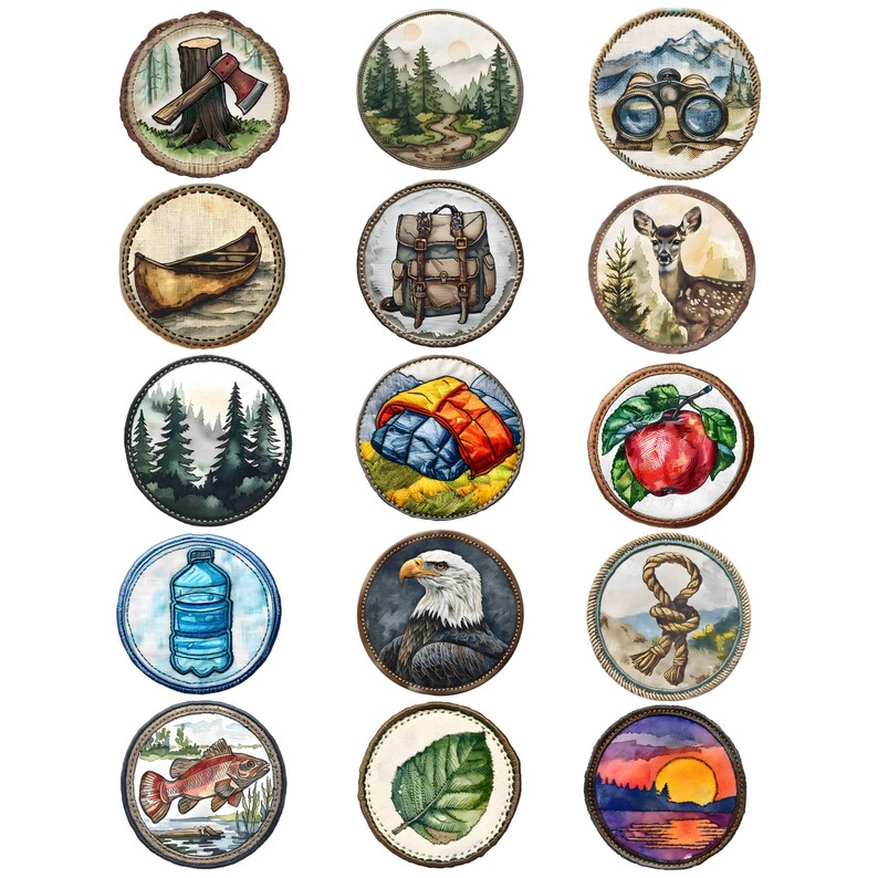 Watercolor Scout Patches Clipart Bundle, Scouts Badge Clipart, Scouting ...