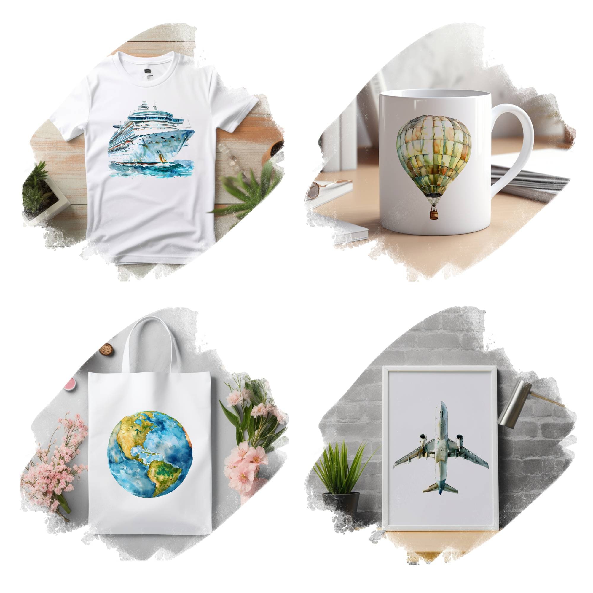 Watercolor Travel Clipart Bundle, Vacation Holiday Clipart, Adventure ...