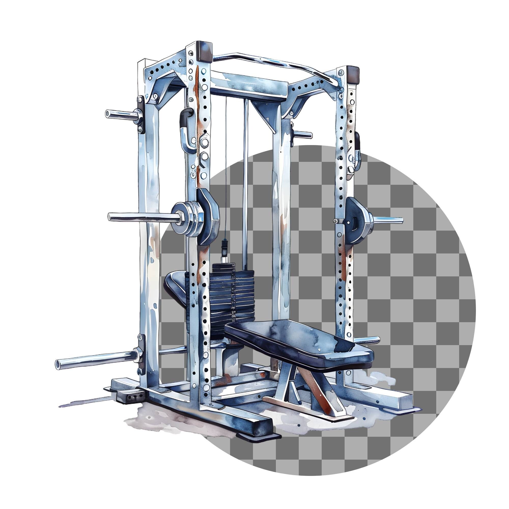 Watercolor Gym Equipment Clipart Bundle, Fitness Equipment Clipart ...